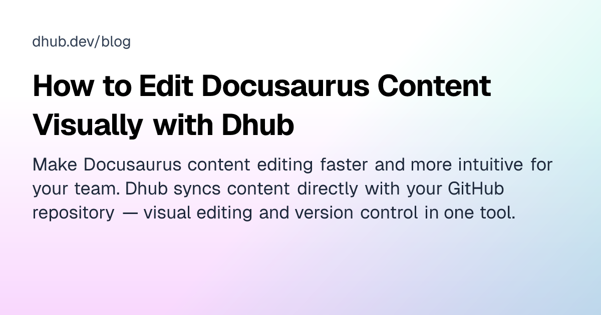 The Git-based CMS for Docusaurus | Dhub